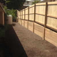 timber-sleeper-with-fence-on-top2 | Premium Pools & Gardens: Pool ...